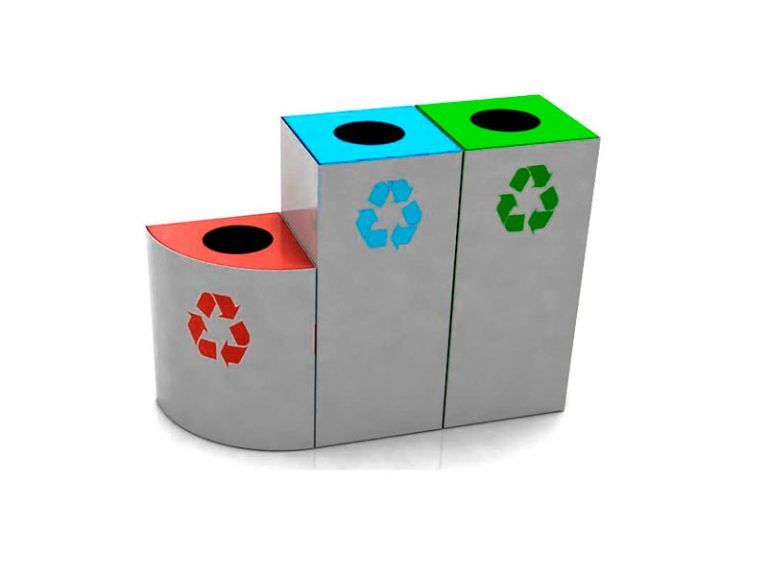 Papelera metálica multi residuo, 1, 2, 3, 4 fracciones serie SELEC